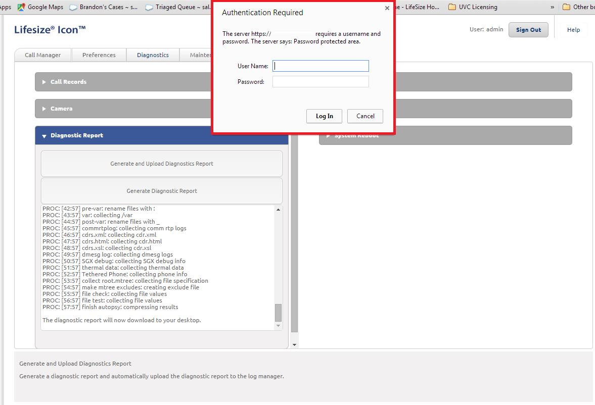 How to Generate a Diagnostic Log from an Icon 600/800 series endpoint.