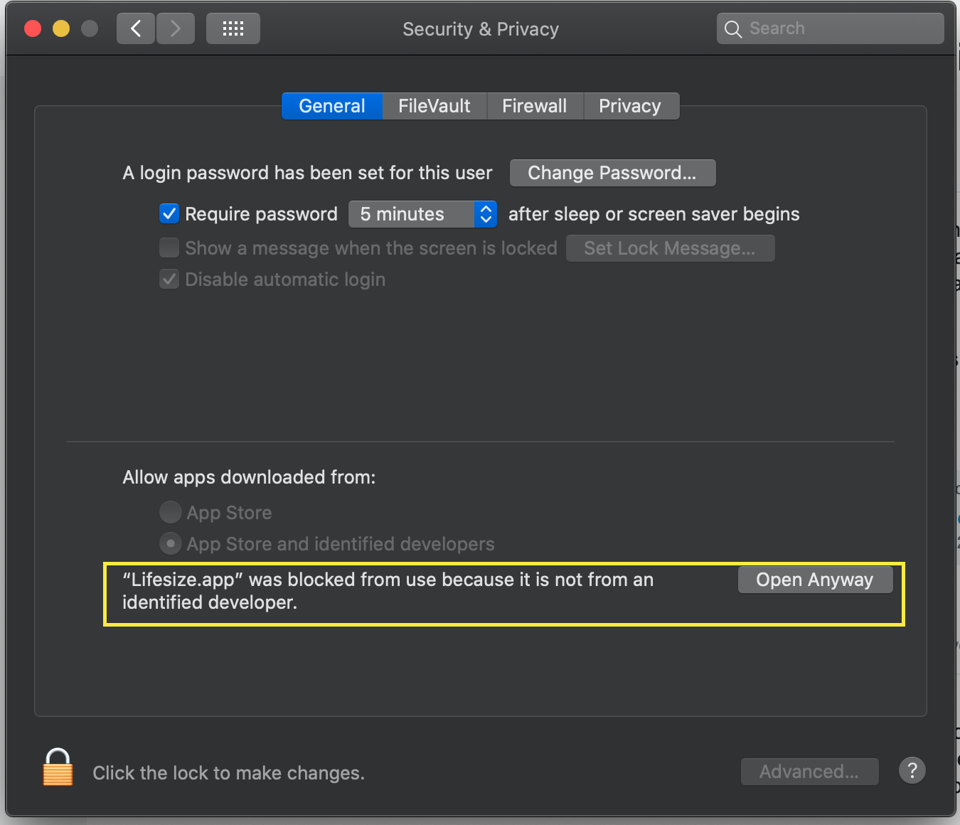 Catalina Mac OS error message when using Lifesize Desktop App