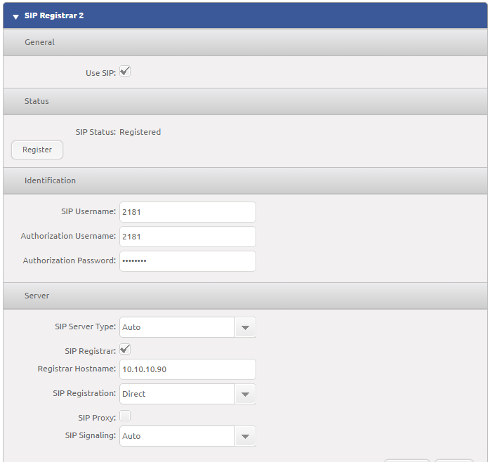 Registering a PBX with SIP Registrar 2 on an Icon system paired with ...